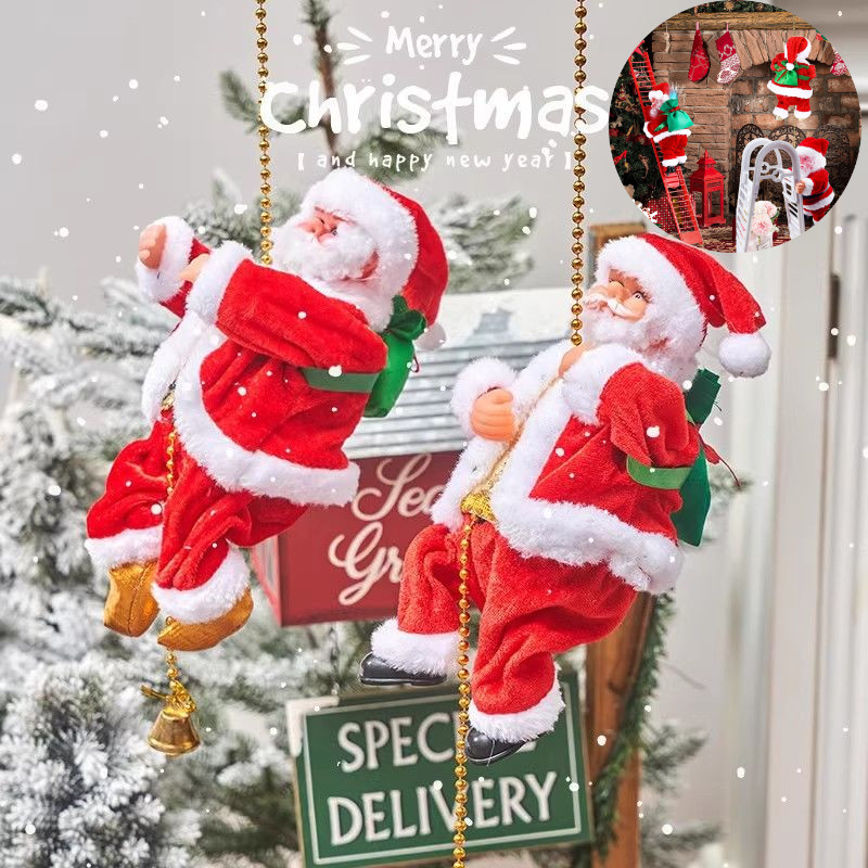 【COD】Santa Claus Doll Music Electric Climbing Ladder Santa Claus ...