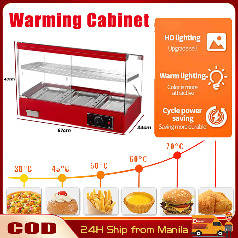 Desktop Thermostat Large Food Display Cabinet Cooked Food Cabinet with ...