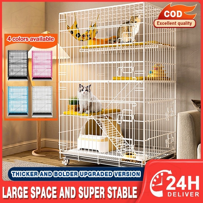 4 Layer Cat Cage With Litter Box Foldable Easy Assemble Cage For Cat ...