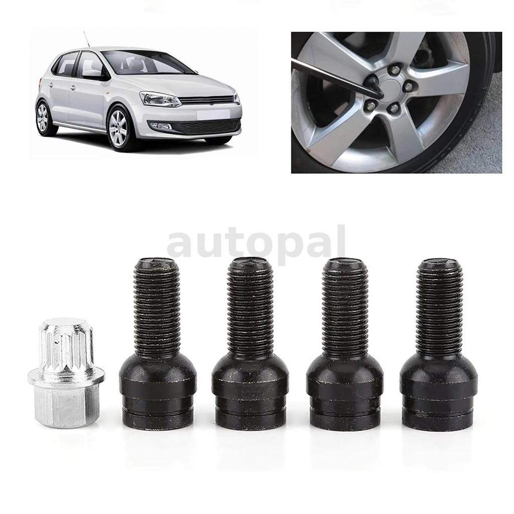 For VW AUDI A3 A4 A5 Bora Locking Wheel Nuts Bolts Set 5pcs (4+1 ...
