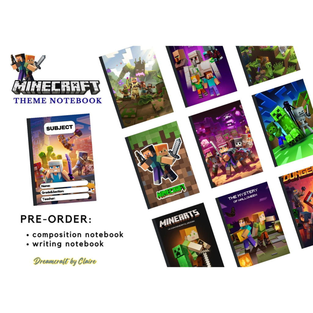 PREORDER MINECRAFT- Themed Notebooks for Kinder, Prep, Nursery, Grade1 ...