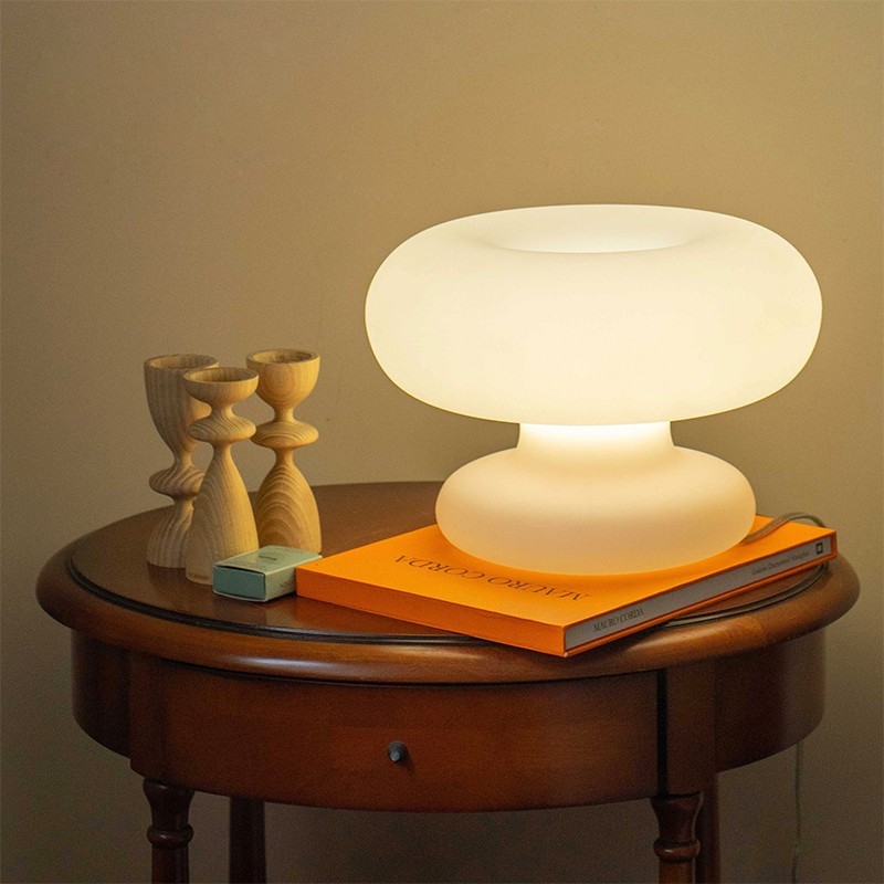 Donut frosted white glass table lamp decoration bedroom study bedside ...