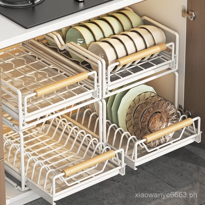 Kitchen Dish Storage Rack Cabinet Built-in Homemade Drawer Basket Pull ...