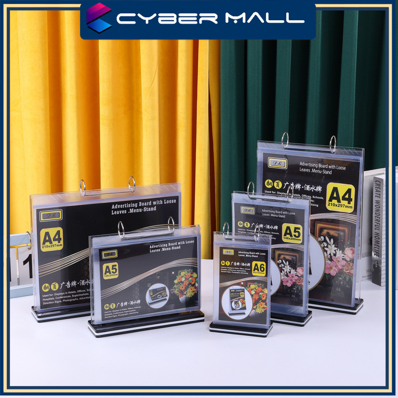 【Cyber】 A4 Horizontal Menu Display Holder Acrylic 6-Page Flip Display ...
