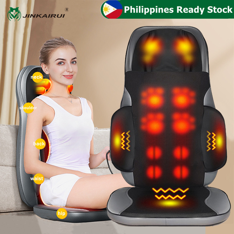 Jinkairui Neck Back Massager Kneading Shiatsu Massage Cushion with Heat ...