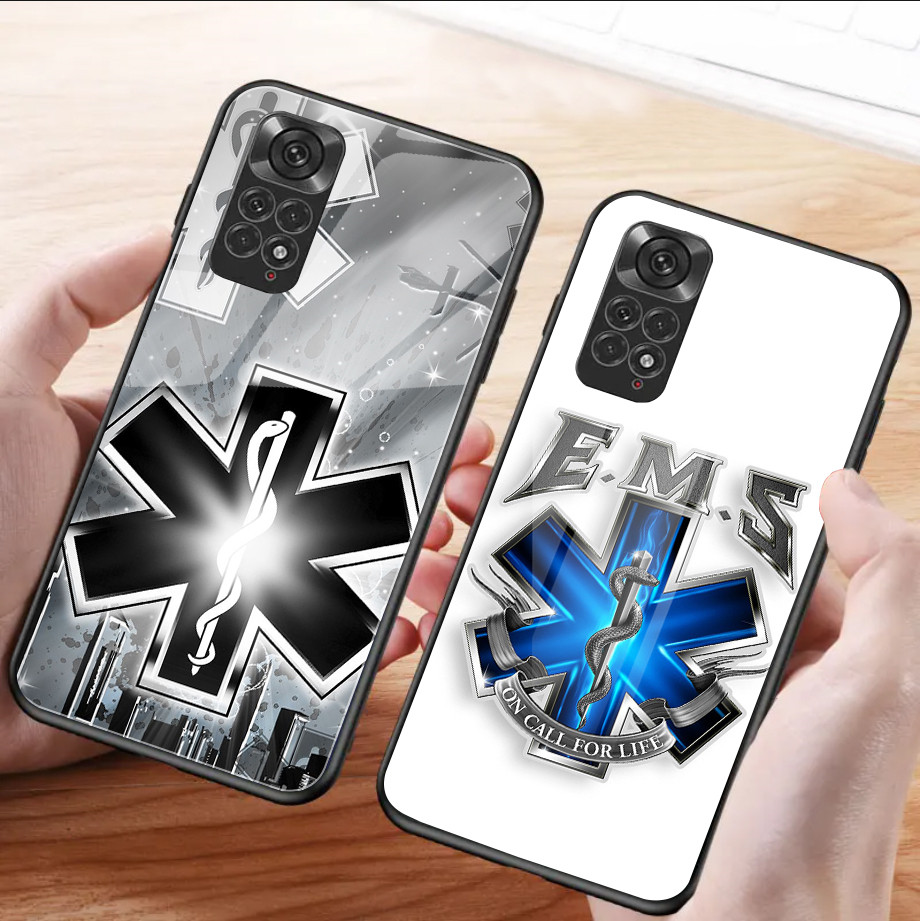 EMT EMS Medical Rescue LOGO Tempered Glass Phone Case For Xiaomi Redmi ...