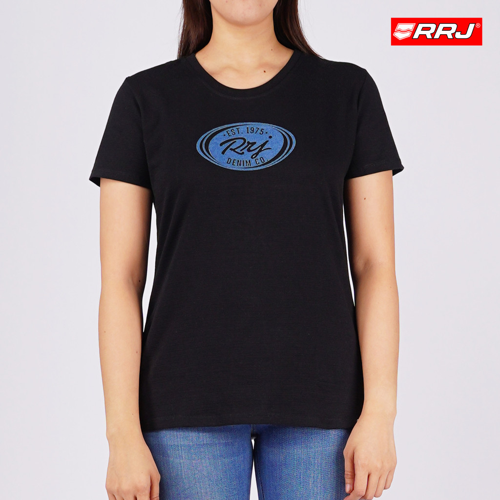 RRJ Ladies Basic Tees Regular Fitting Missed Lycra Fabric 104074 (Black ...