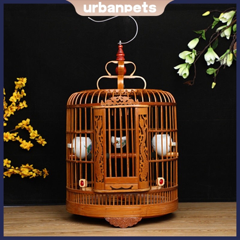 Large Bamboo Handmade Bird Cage Set With Accessories | Shopee Philippines
