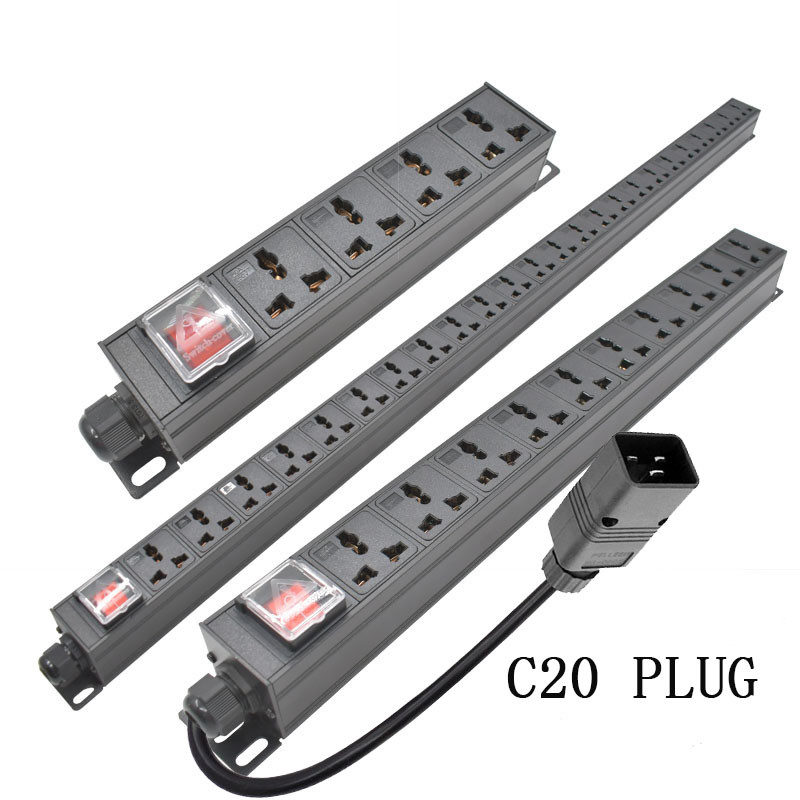 PDU Power Distribution Unit 2-25 ways Output Universal Socket Rackmount Server Rack PDU C20 plug ...