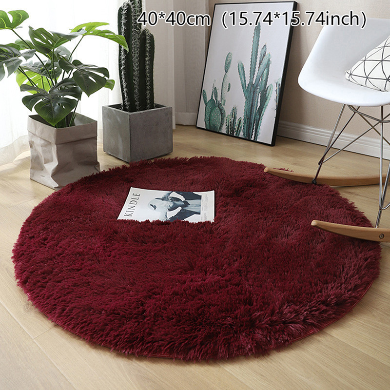 GMARTY 40*40cm Fluffy Wool Rug Living Room Carpets Faux Fur Round Mat ...