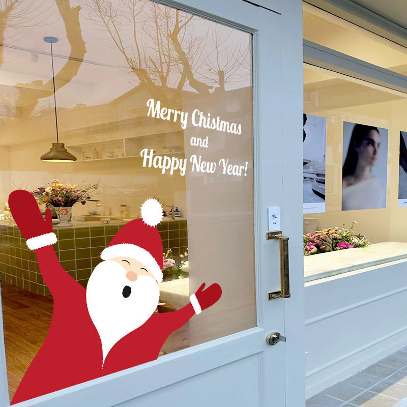 2025 Christmas Decorative Glass Stickers Cartoon Santa Claus Pattern ...
