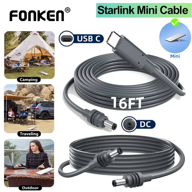 Fonken Starlink Mini Cable 6.5/16.4FT Mini Type-C/DC to DC 100W Power ...