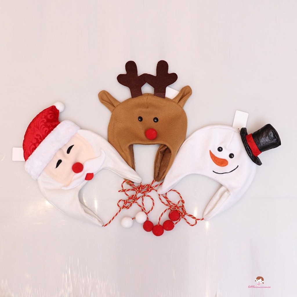 XZQ-Kid Christmas Plush Hats Cartoon Snowman/Reindeer/Santa Puff Ball ...