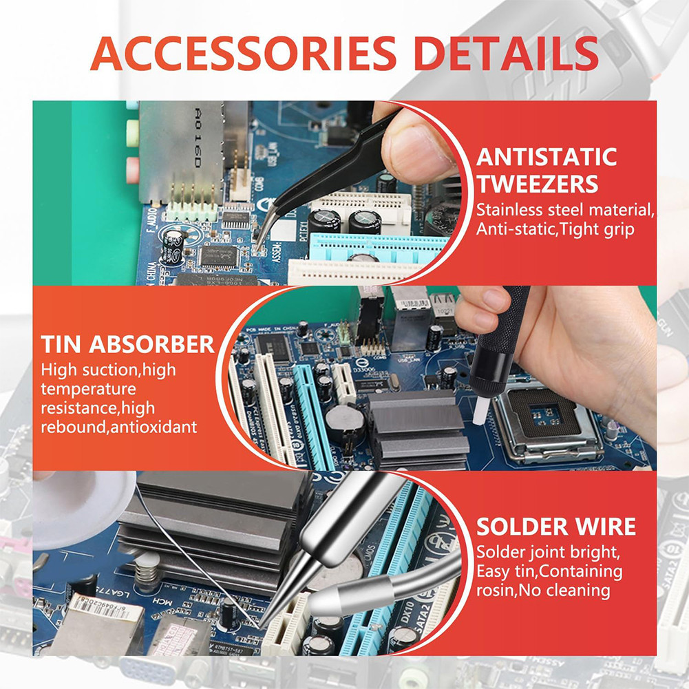 60W 220V Soldering Solder Iron Kit 5 in1 Welding Automatic Feed ...