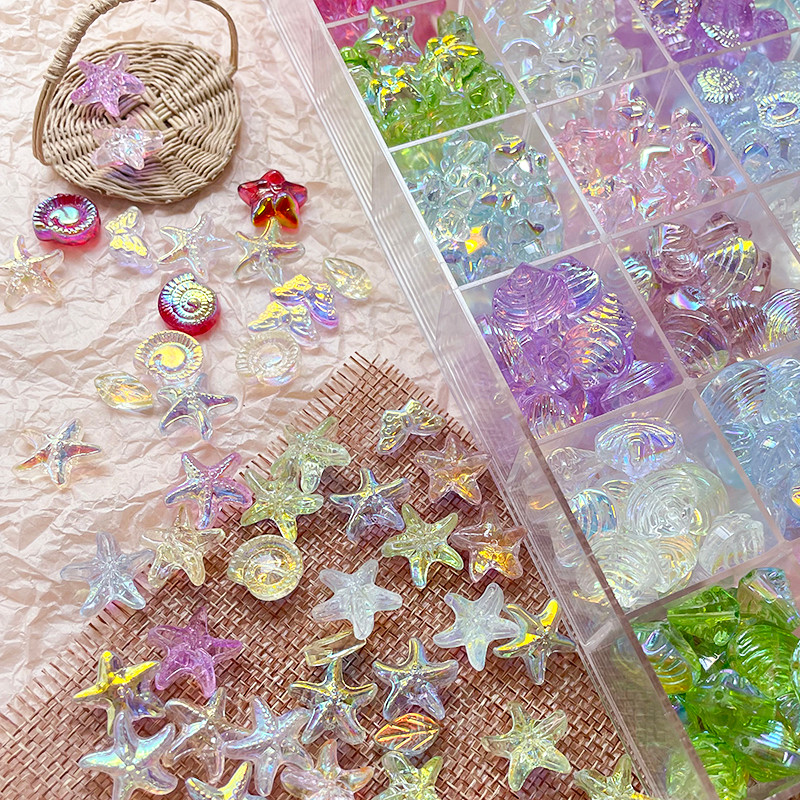 Symphony Beach Series Starfish Conch Shell Leaves Small Butterfly Glass ...