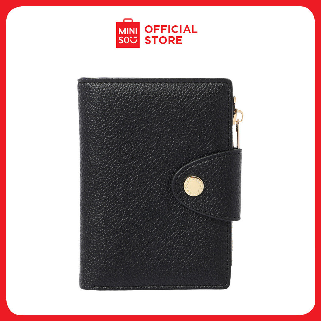 MINISO Bi Fold Zipper Women's Wallet Black | Shopee Philippines