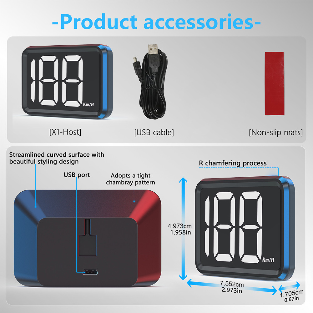 GPS KMH MPH HUD Digital Speedometer Head Up Display Digital Speed Meter ...