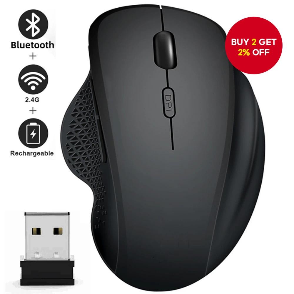 Rechargeable Ergonomic Bluetooth Mouse Gaming 1600 DPI Dual Mode ...