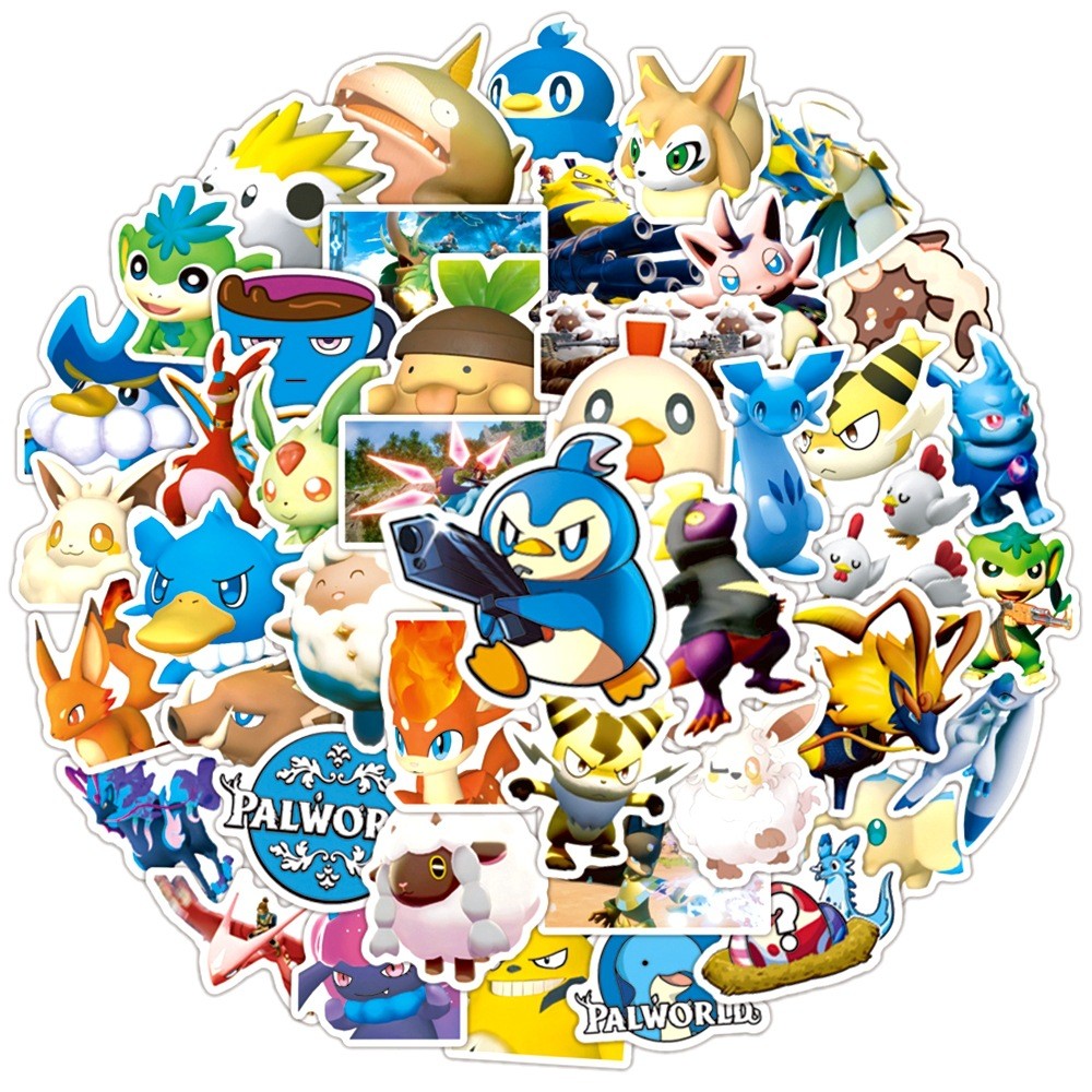 50-Piece Palworld Creature Stickers - Cool Waterproof Decals for ...