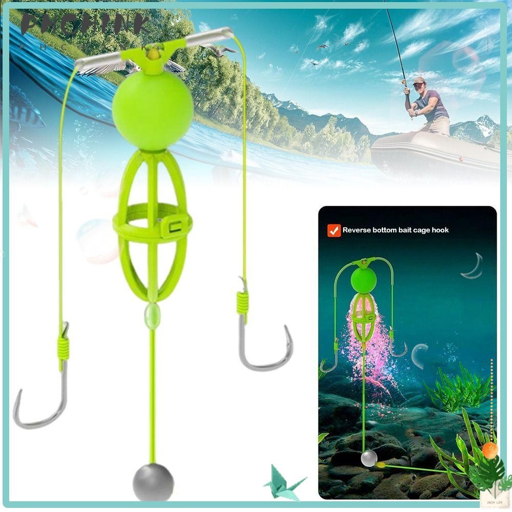 CHINK Fishing Bait Cage, String Hook Carbon Steel Line Group Feeder ...