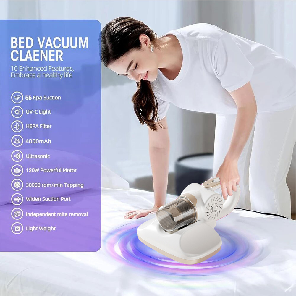 85000Pa Cordless Dust Mite Removal with UVC Light Portable Mopping ...