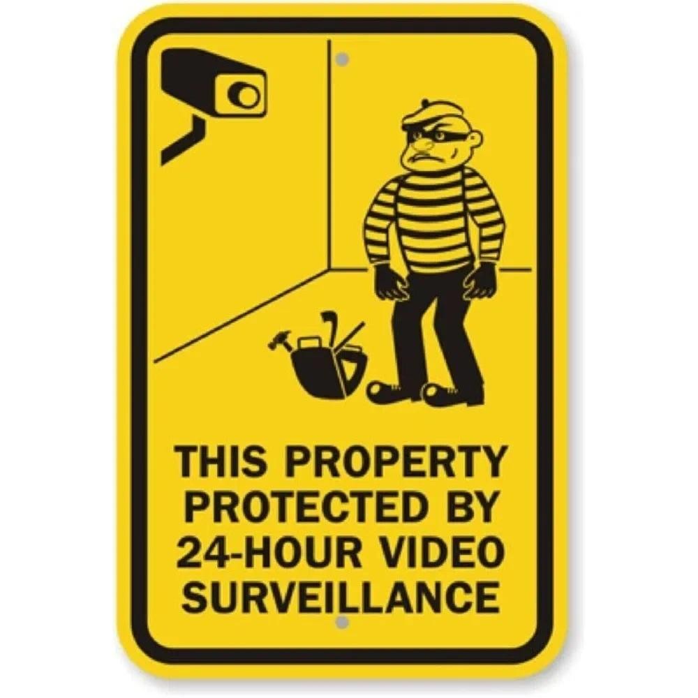 2D 24hr Video Surveillance Sign 8x12 Weatherproof Aluminum Security ...