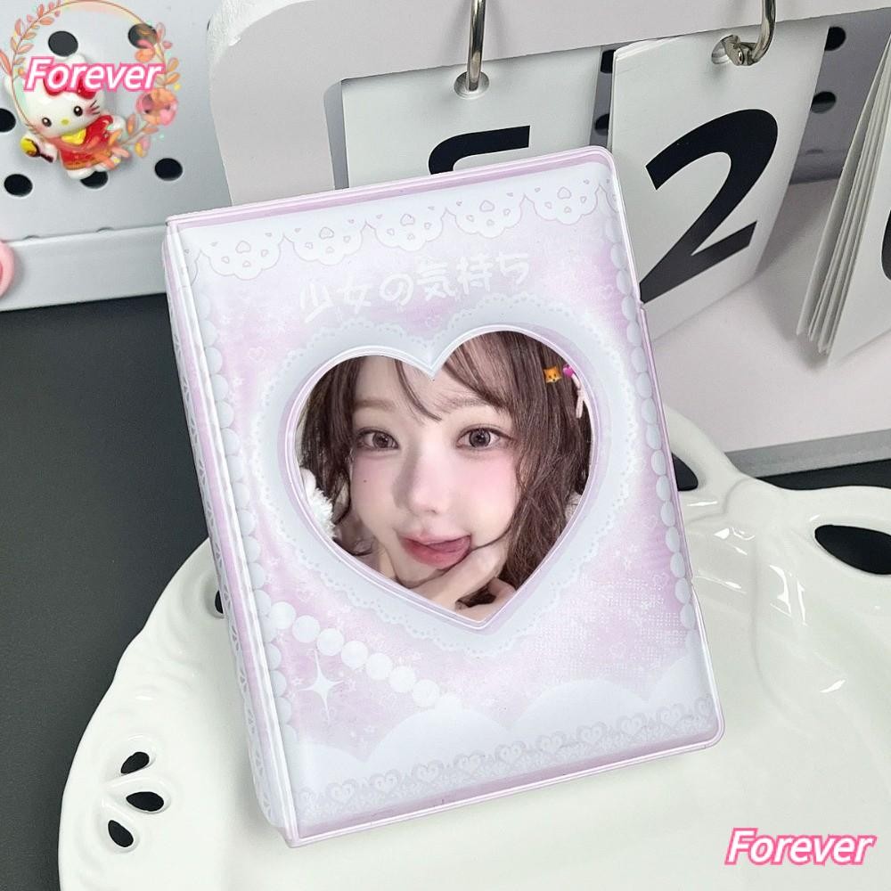 FOREVER Photocard Binder, 3 Inch Mini Pink Love Bow Card Album, with 16 ...
