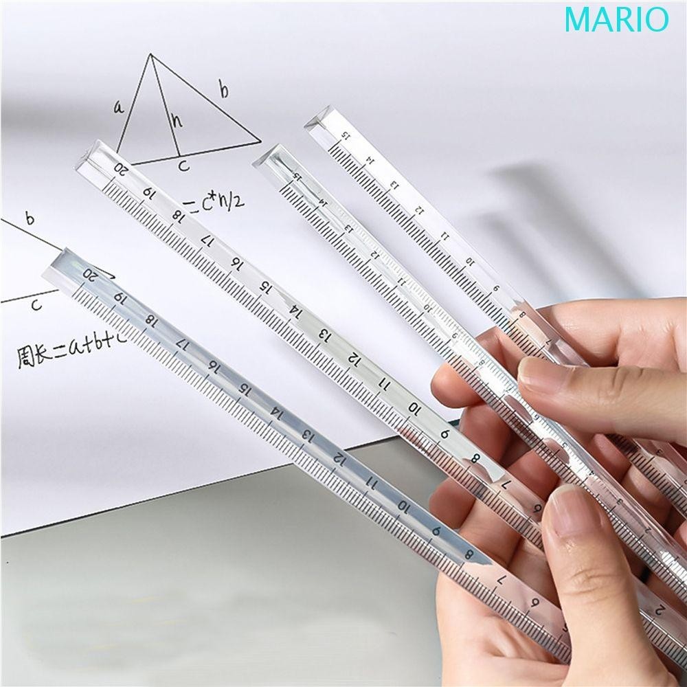 MARIO Triangular Rulers Simple Scale on Both Sides Acrylic Students ...