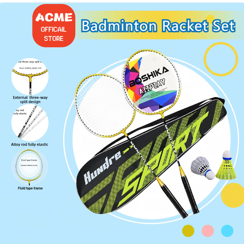 ACME Badminton Set with Feather Shuttlecocks Aluminum Alloy Frame ...