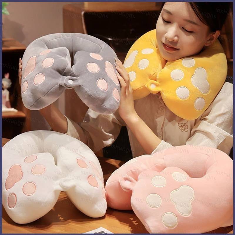 PS1 Cute Pink Cute Cat Claw U-shaped Pillow Plush Neck Pillow Girls ...