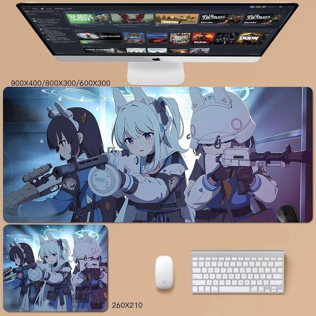 Gaming Mouse Pad Blue Archive Extra Large Thickened Computer Keyboard ...