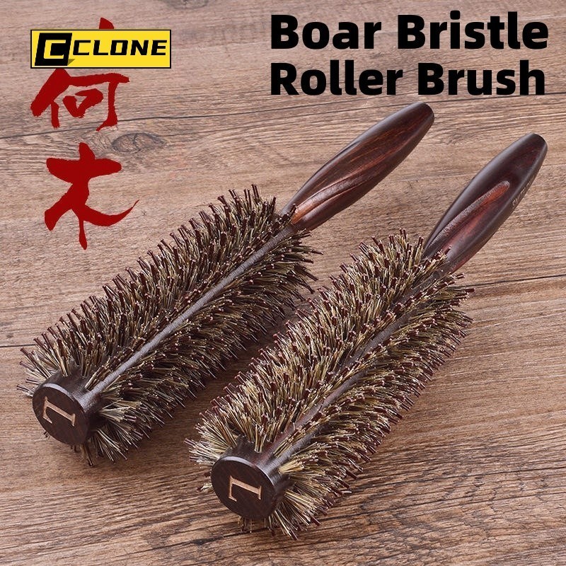 Wooden Hair Curling Comb Boar bristle roller brush salon styling ...