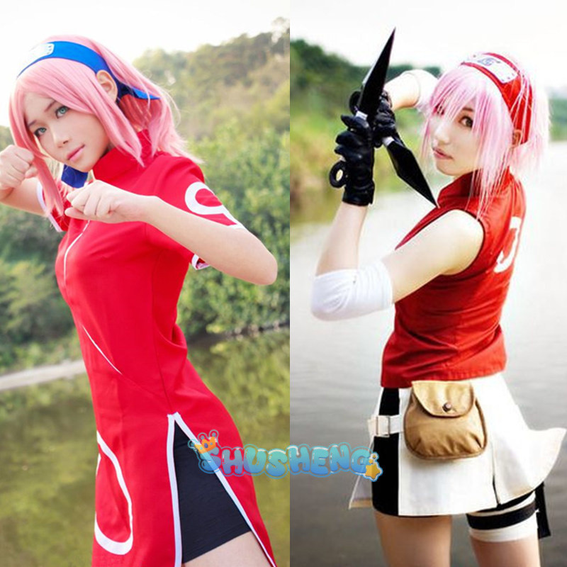 Anime NARUTO Sakura Cosplay Costumes Female Ninja Haruno Costume ...