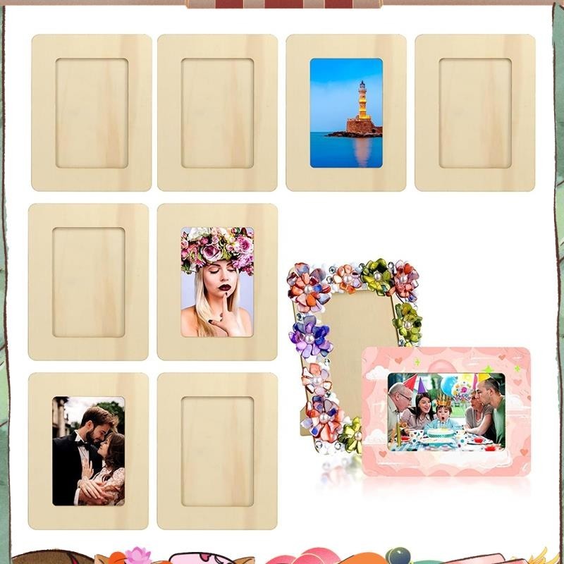 10 Pack Unfinished Wooden Picture Frames for 6inch Photos, Standing ...