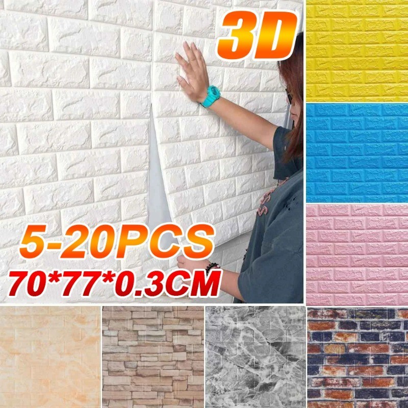 5/10/20Pcs 3D Brick Foam Wall Stickers / 77*70CM Brick Pattern ...
