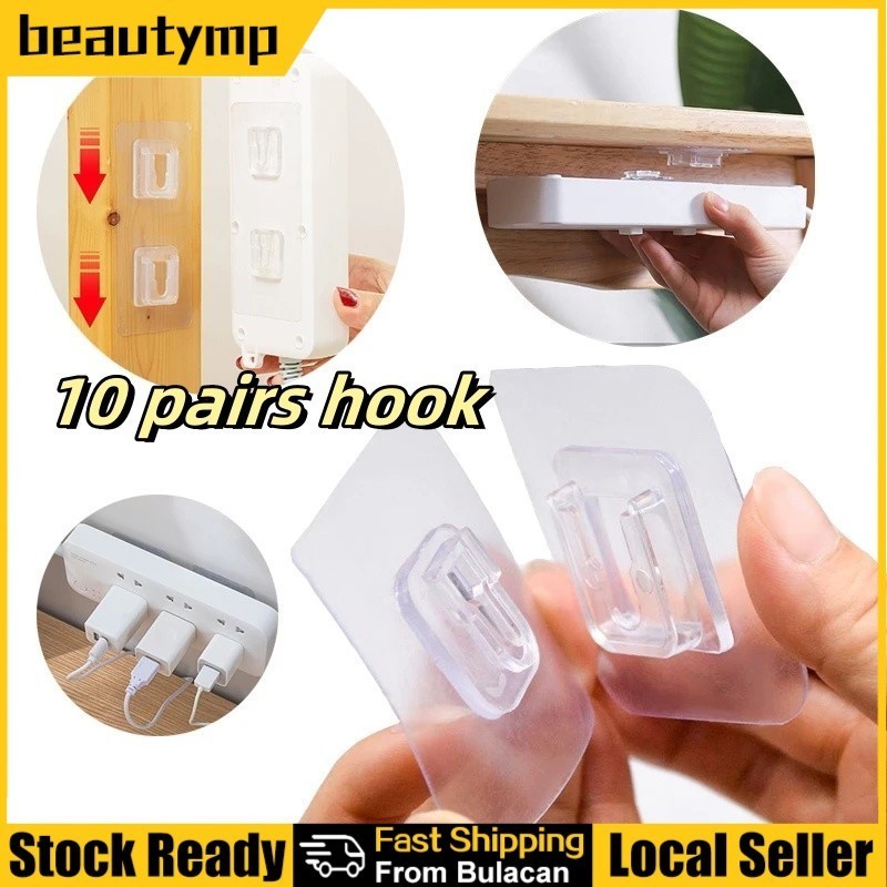 10Pairs Double-sided Non Perforated Adhesive Hook Invisible Traceless ...