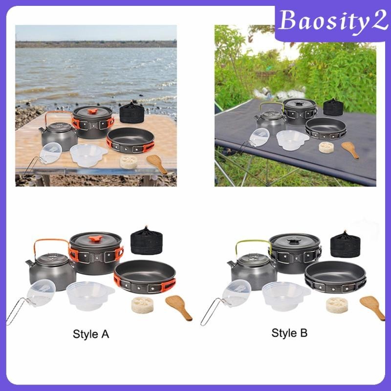 [Baosity2] 10x Camping Cookware Mess Kit Cooking Utensils Set ...