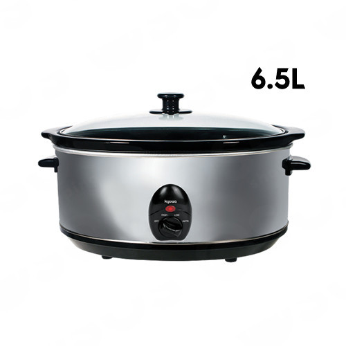 Kyowa 6.5L Oval Slow Cooker Stainless Steel Body w/ Ceramic Inner Pot ...