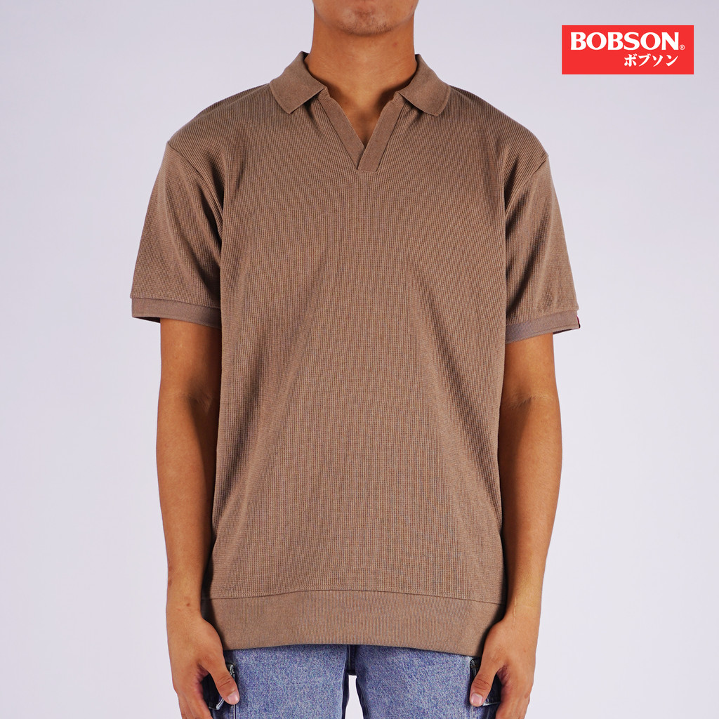 Bobson Japanese Men's Basic Collared Shirt Slim Fit 155085 (Beige ...