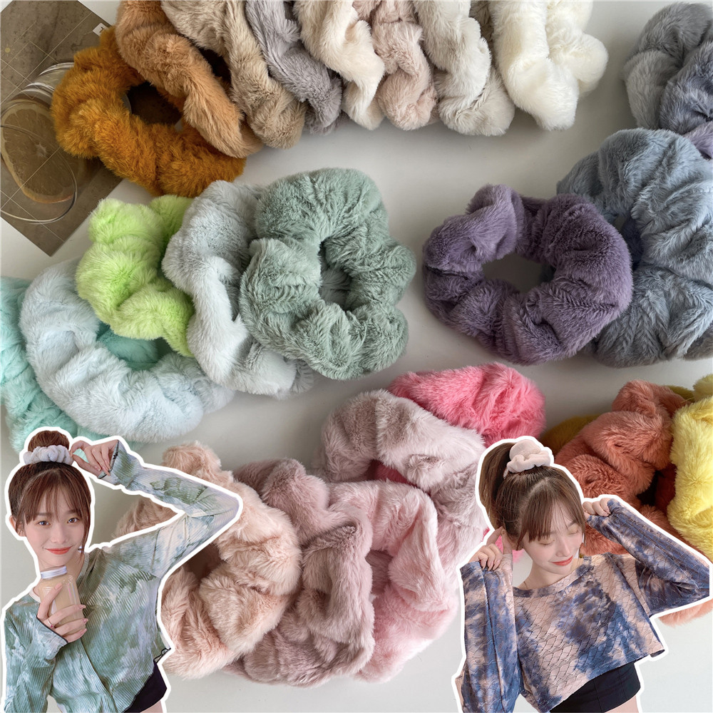 Solid Color Simple Hair Rings Fashion Temperament Hair Ties Cute Plush ...