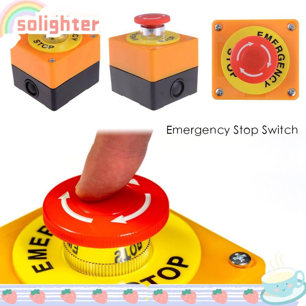 SOLIGHTER Emergency Stop Switch Waterproof Red Sign Mushroom DPST ...