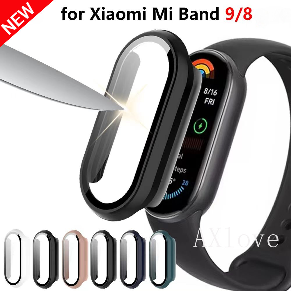 PC Case + Glass for Xiaomi Mi Band 9 8 Tempered Glass Anti-scratch Film Bumper Protective Full ...