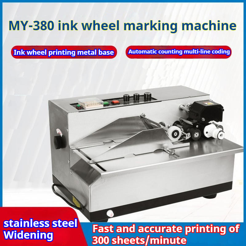 MY-380F automatic coding labeling machine for printing food packaging bags with ink wheel ...