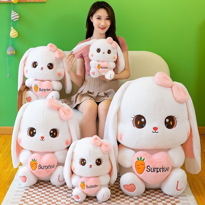 Heart-hugging Rabbit Teddy Bear, Long-eared White Rabbit | Shopee ...
