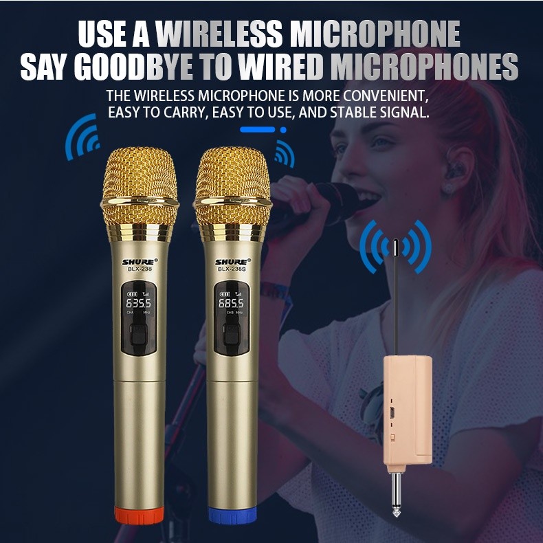 wireless microphone dual handheld microphone with receiver professional ...