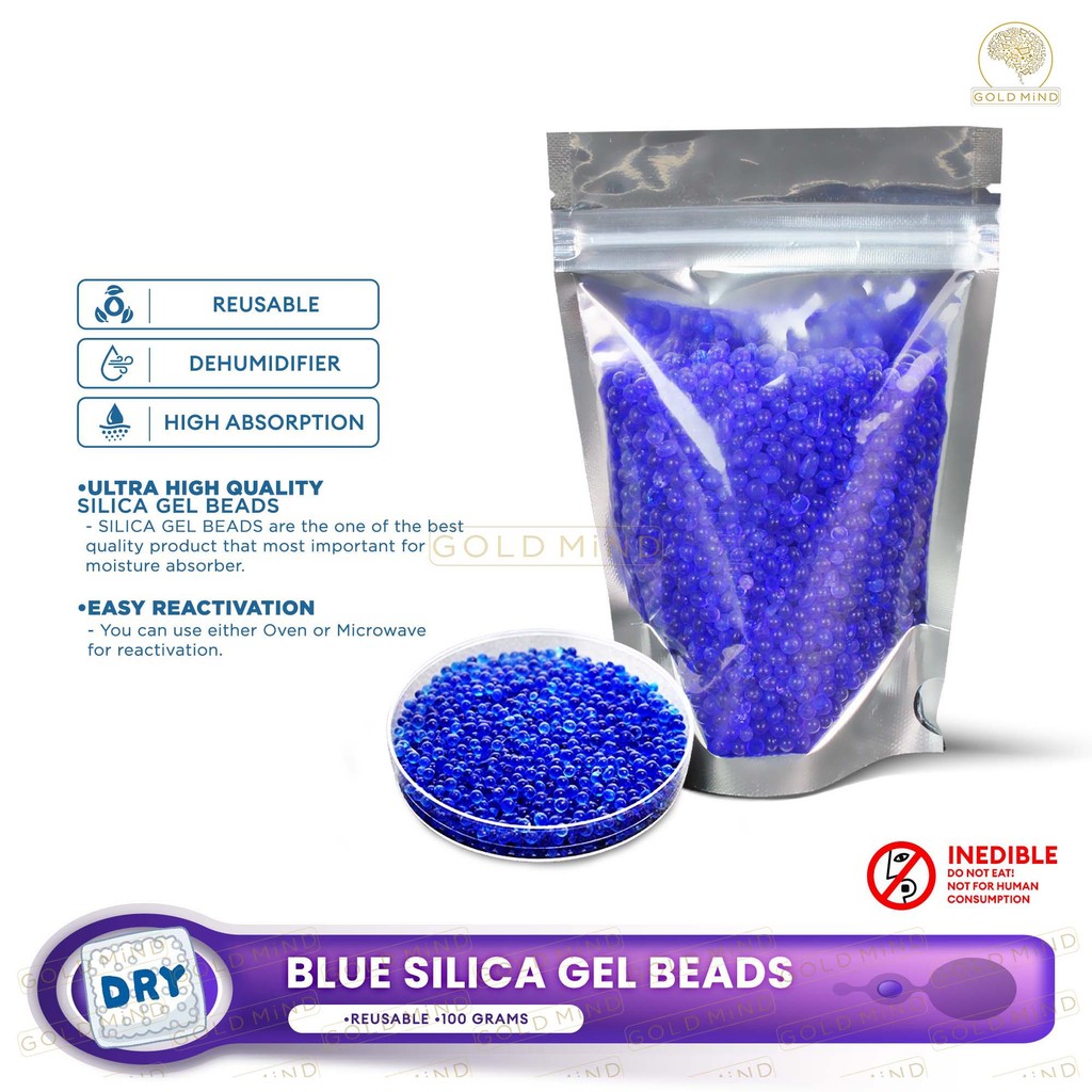 Reusable Silica Gel Bead Blue-Purple 100g Premium Moisture Absorber ...