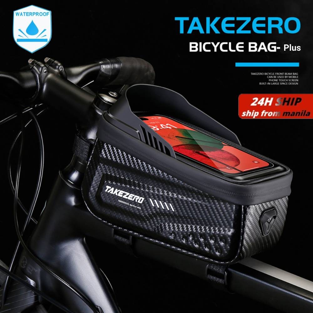 TAKEZERO Bicycle Bag Bike Front Tube Frame Bag Waterproof 6.8 Inch ...