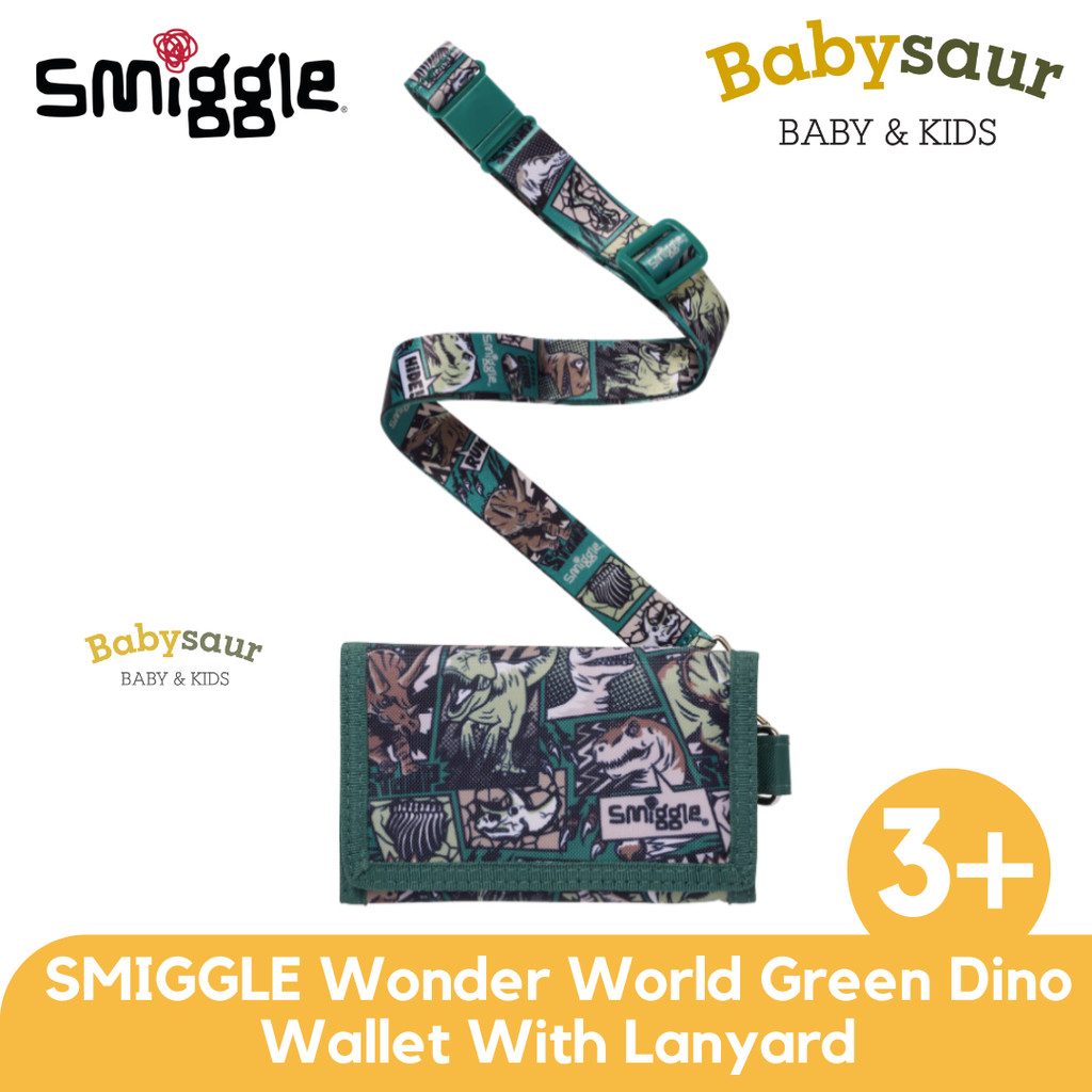 Smiggle Wonder World Green Dino Wallet With Lanyard Boys Wallet ...