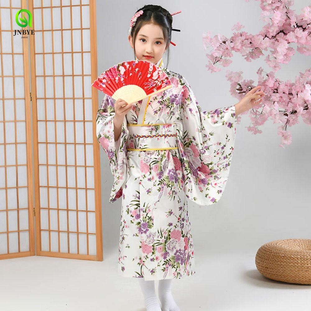 JNBYE Children Traditional Japanese Kimono, Printed Floral Japanese Style Kids Sakura Girl ...