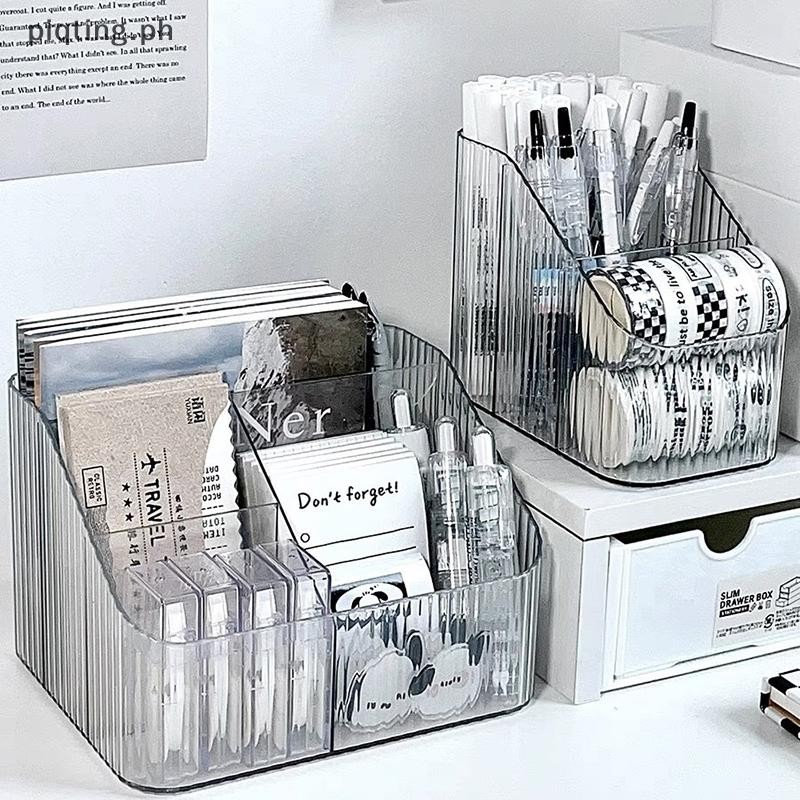 PP Desktop Five Grid Storage Box, Transparent Trapezoidal Acrylic ...